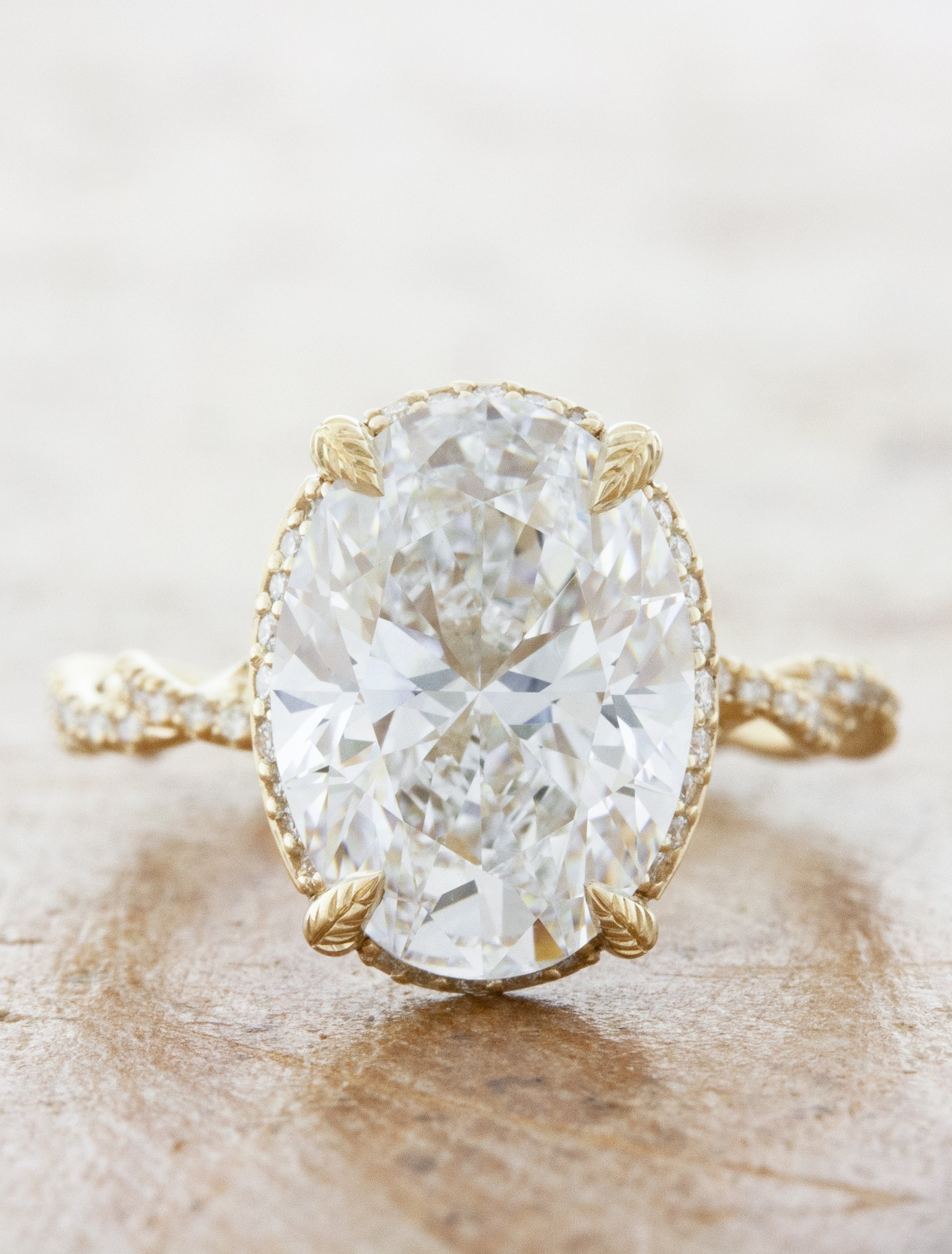 Matilda: Oval Diamond, Twisted Band Ring | Ken & Dana Design