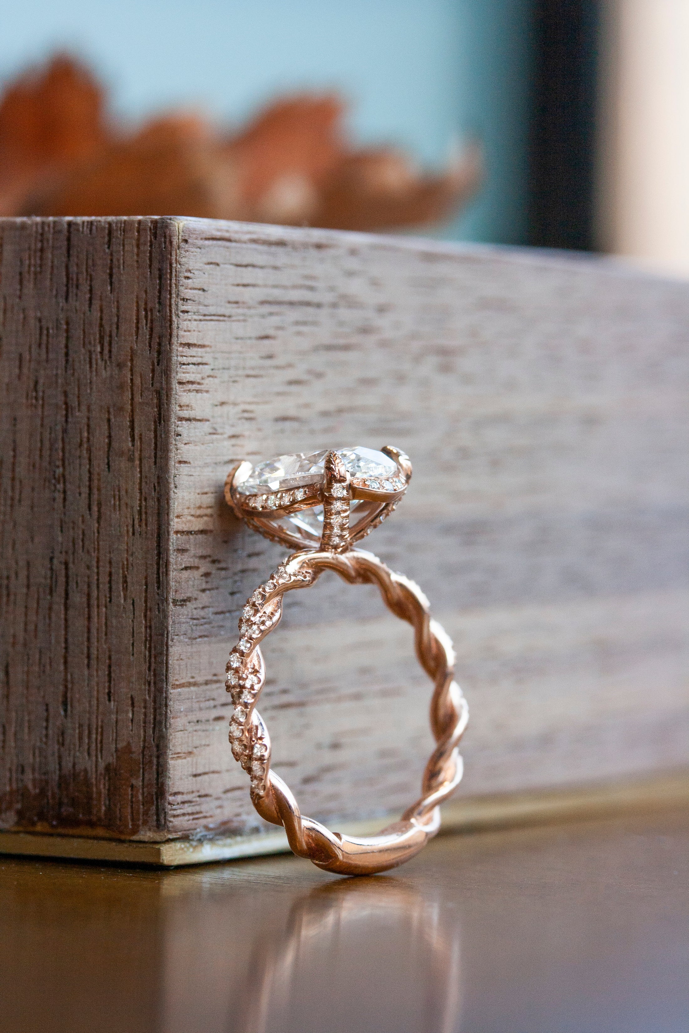 Mirabelle: Oval Diamond, Twisted Band Ring | Ken & Dana Design