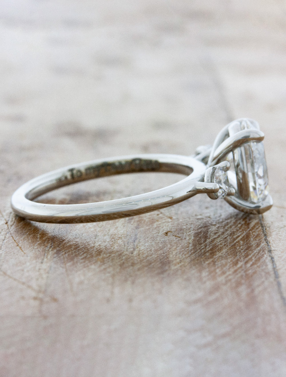 Menci: Three-Stone Natural Oval Diamond Engagement Ring | Ken & Dana Design