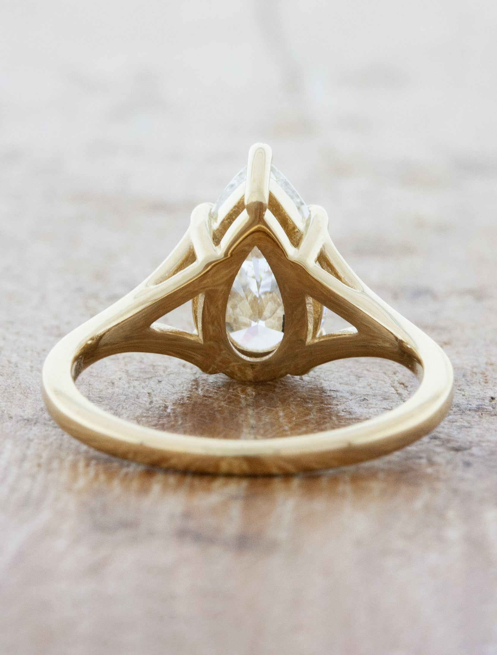 Mylex: Split-Shank Pear Diamond Engagement Ring in 14k Yellow Gold ...