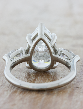 Permelia: Pear Diamond Three Stone Engagement Ring | Ken & Dana Design