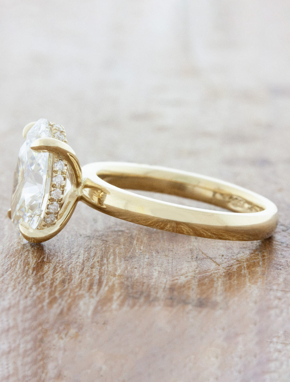 Pryor: Oval Solitaire Hidden Halo Engagement Ring with 2.7mm Band | Ken ...