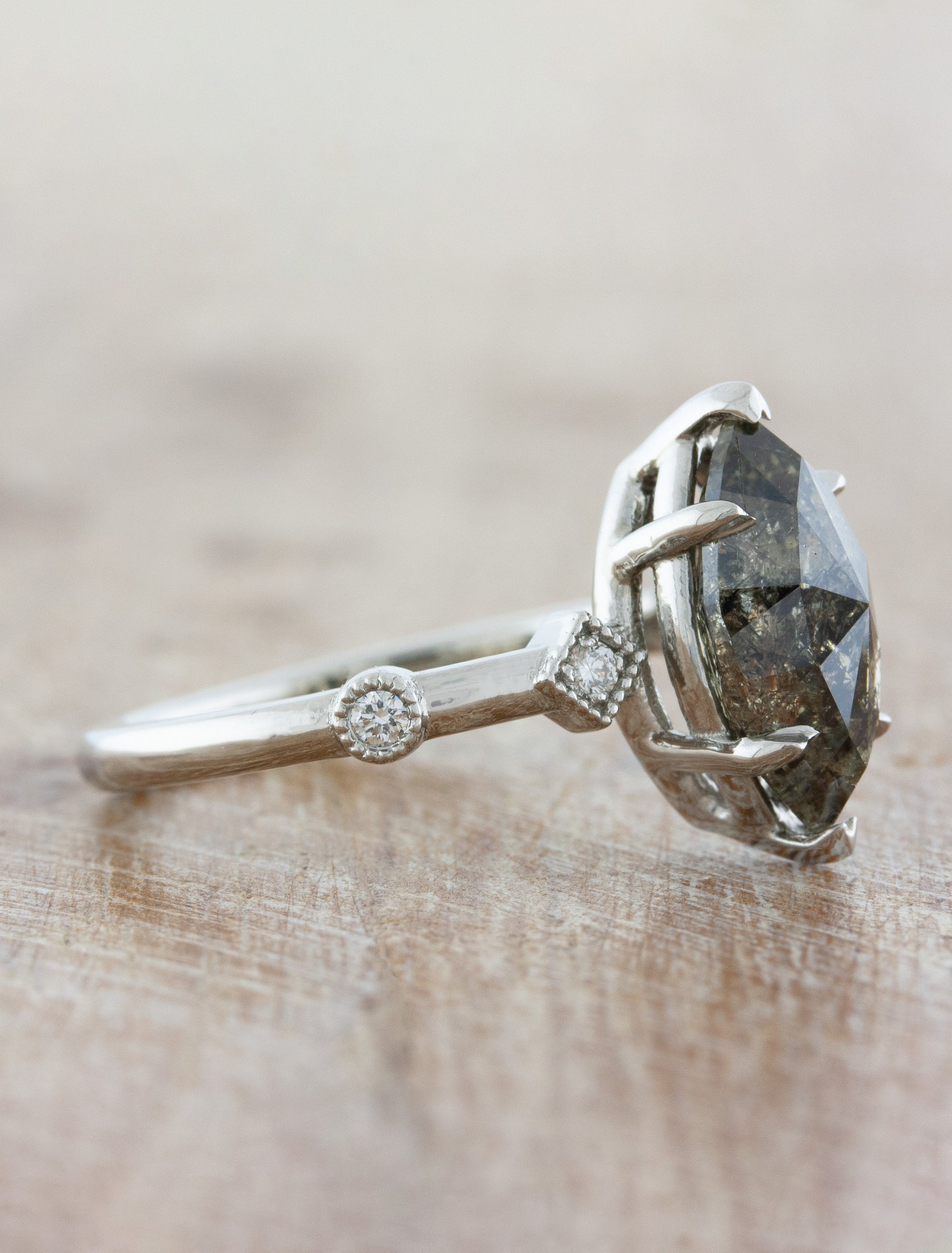 Rowley: Marquise Salt & Pepper Diamond Engagement Ring | Ken & Dana Design