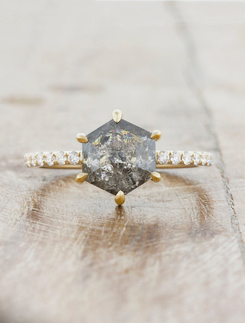 Sala: Hexagon Rough Diamond Engagement Ring in Yellow Gold | Ken & Dana ...