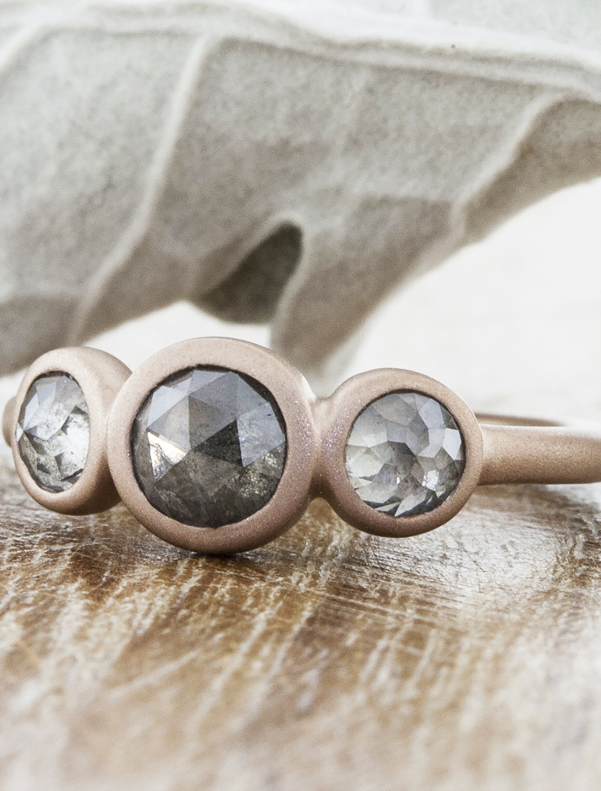 Grey: Rose Cut Rough Grey Diamonds Ring | Ken & Dana Design