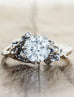 Devi: Rose & Floral Moissanite Engagement Ring | Ken & Dana Design