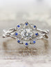 Helen: Floral Diamond & Sapphire Engagement Ring | Ken & Dana Design