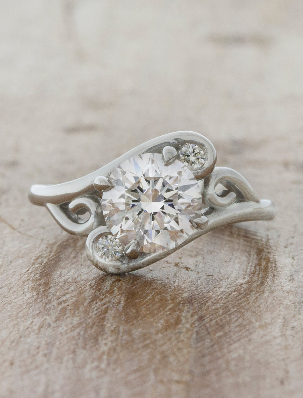 Aliyah: Sculptural Twirling Band Diamond Engagement Ring | Ken & Dana