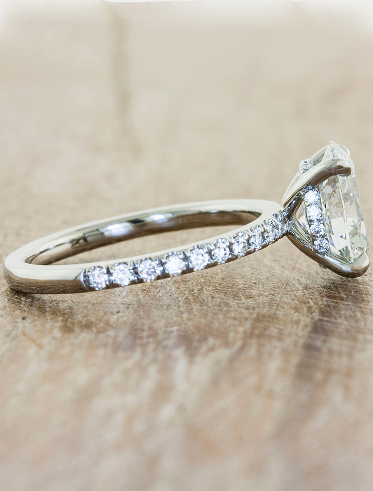 Oval Diamond Ring Stack with Crown and Leaf Bands | Ken & Dana