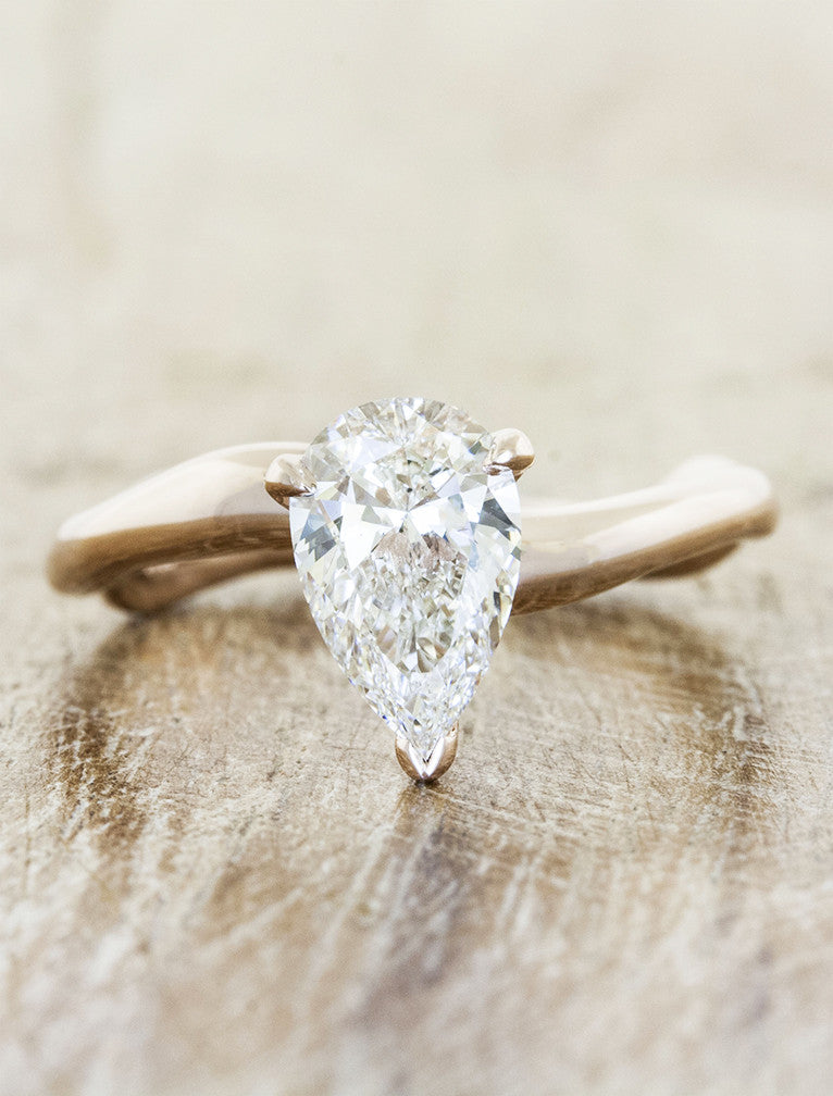 Aurora Pear: Sculptural Pear Shaped Diamond Ring | Ken & Dana Design
