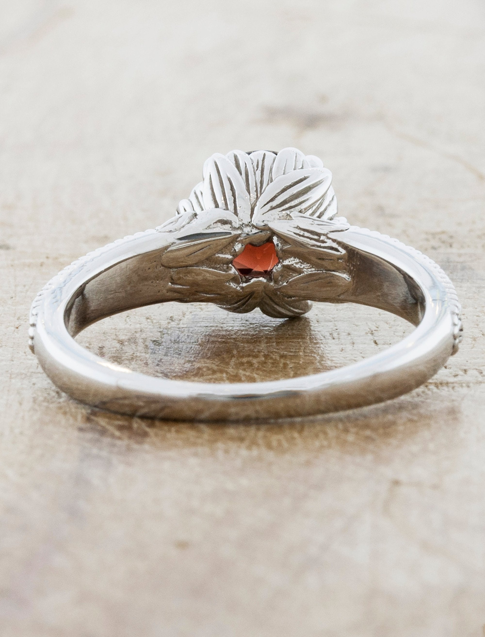 Fern: Floral Shaped Garnet Engagement Ring | Ken & Dan Design – Ken ...