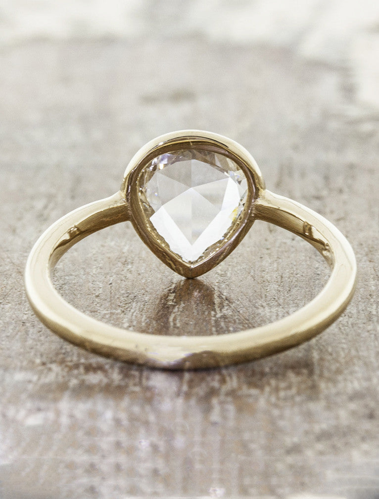 Zoe: Bezel-Set Pear Shape Diamond Engagement Ring | Ken & Dana Design