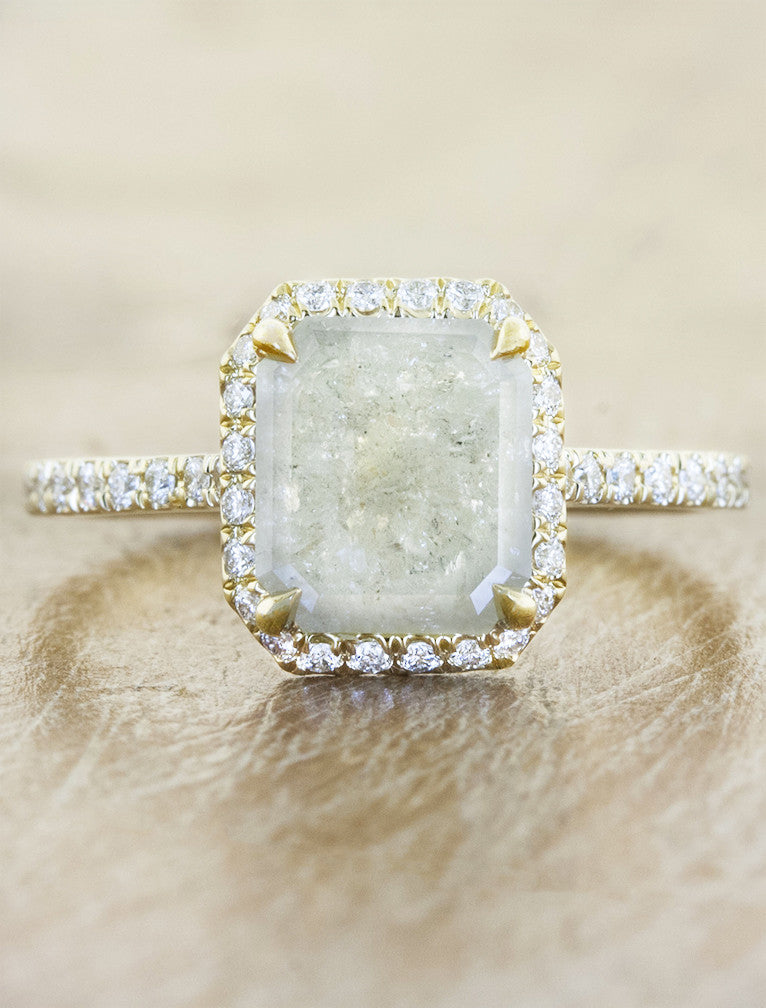 Josephine: Rough Diamond Halo Engagement Ring | Ken & Dana Design
