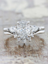 Permelia: Oval Diamond Three Stone Engagement Ring | Ken & Dana Design