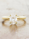 Vee: Modern 3.0 Carat Oval Diamond Ring, Double 2mm Gold Band | Ken ...