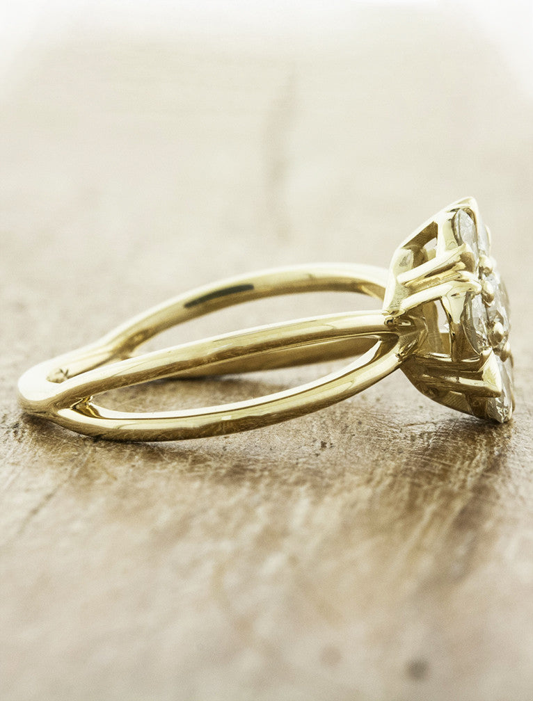 Pari: Flower Shaped Diamond & Gold Engagement Ring | Ken & Dana Design