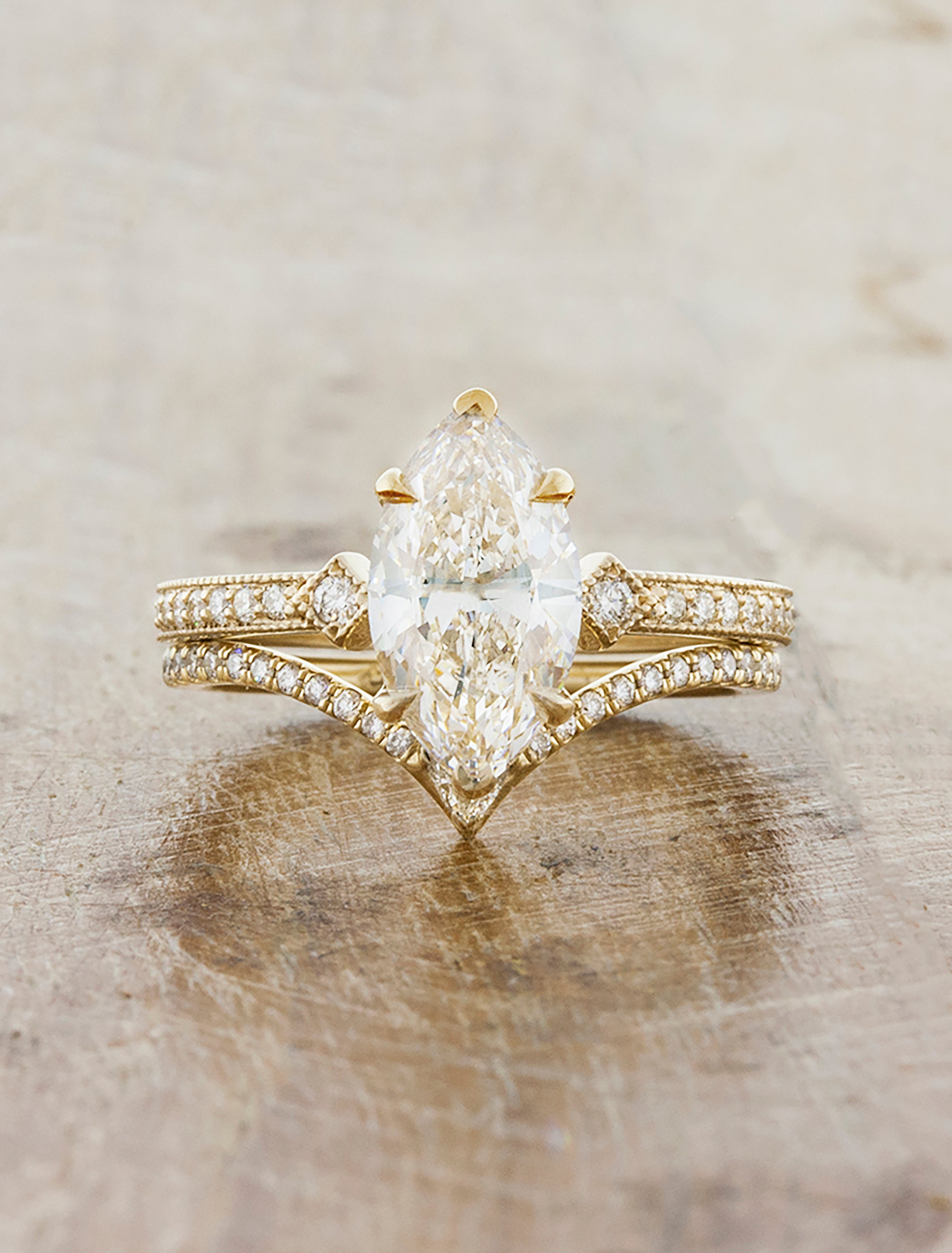 Kia: trillion shaped wedding band | Ken & Dana