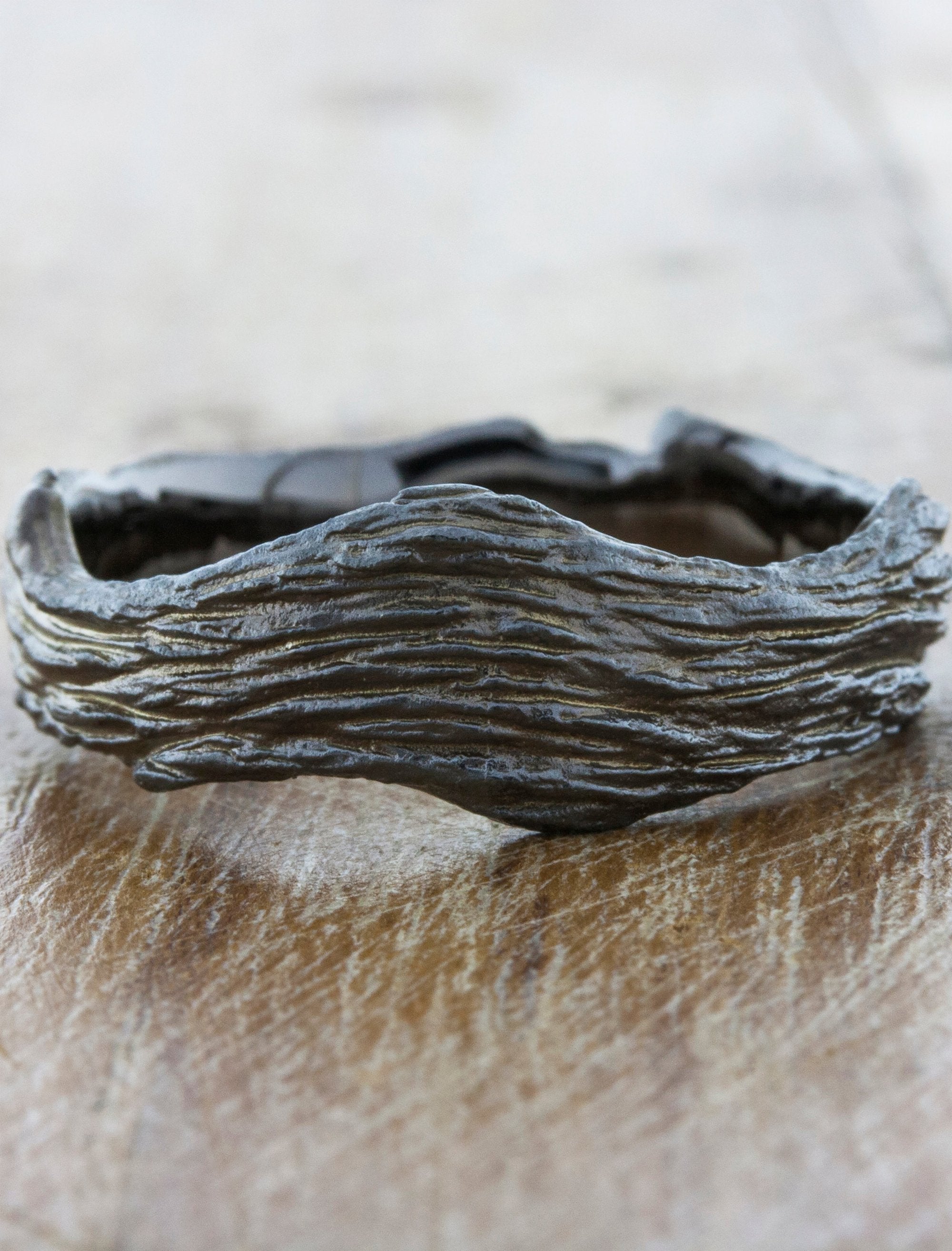 Aspen: Men's Wide Tree Bark Textured Wedding Band | Ken & Dana Design
